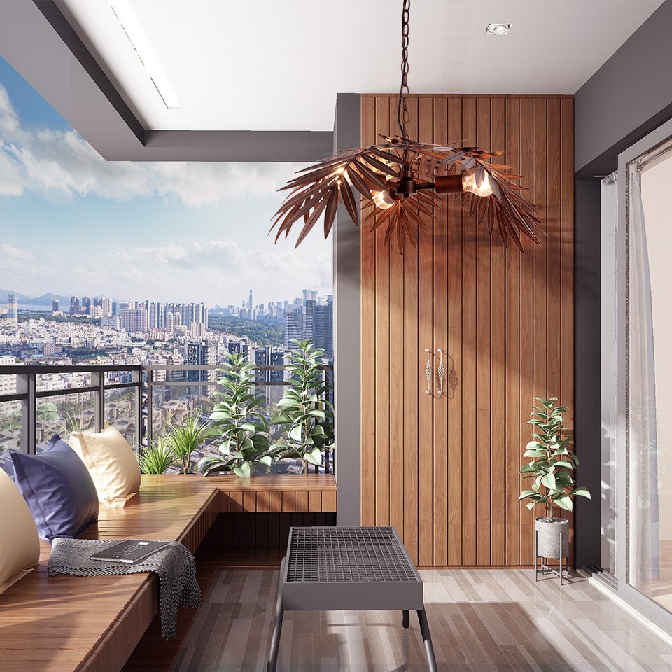 Tropical Coconut Leaves Chandelier Unique Rustic Tree Lamp Ceiling ...