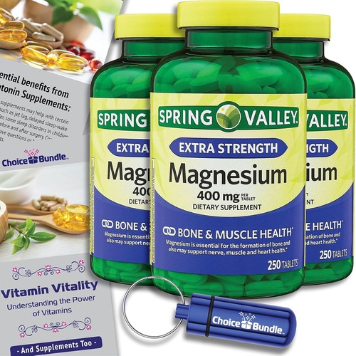 Spring Valley Magnesium Bone & Muscle Health Dietary 250 Count (Pack of ...
