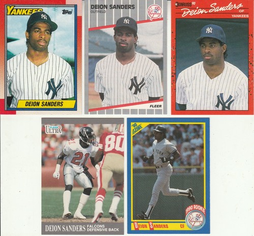 Huge 20 DEION SANDERS different cards lot RC 1989 - 2019 Yankees Braves ...