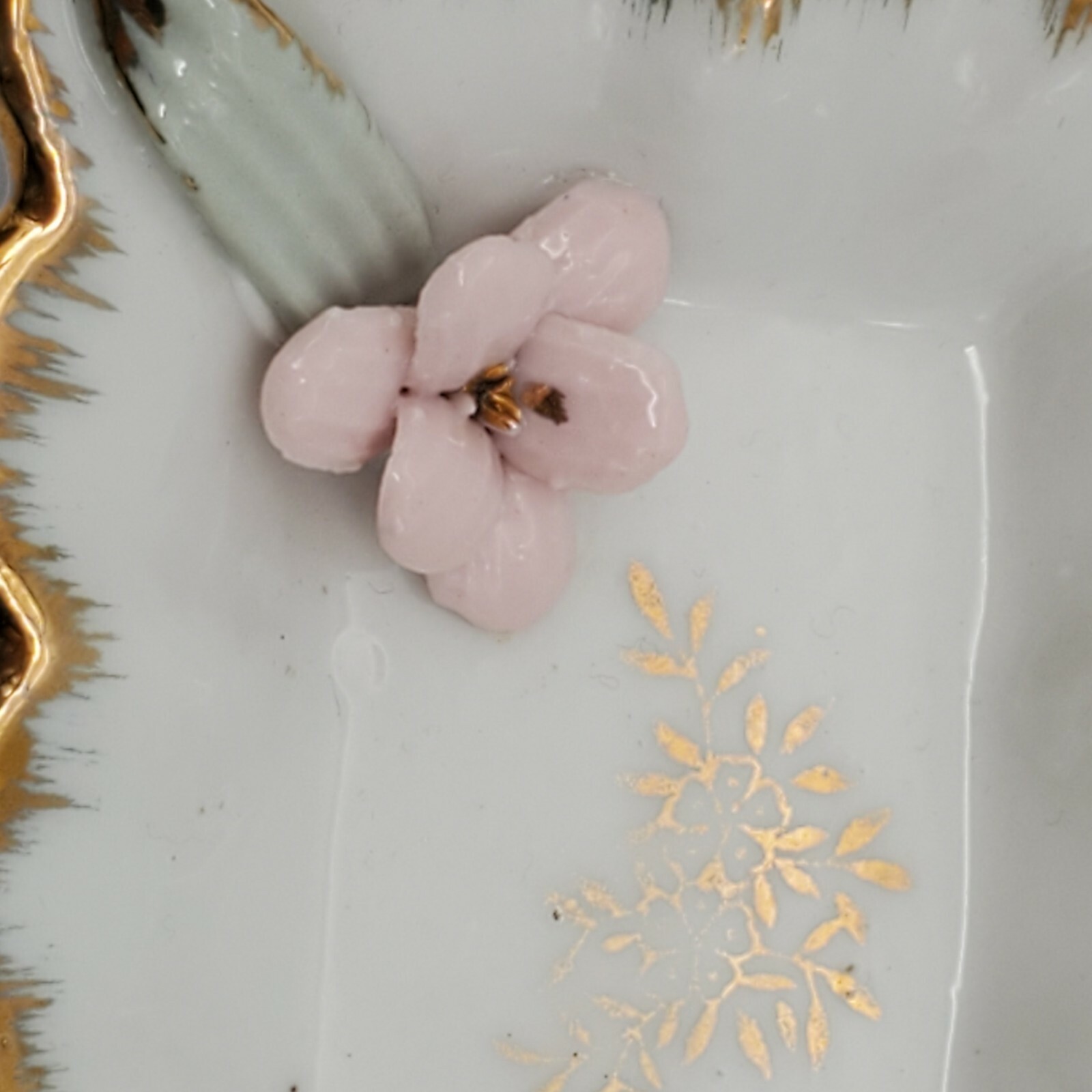 Vintage 2 Bone China Ashtrays Trinket Dishes Applied Flower Hand ...