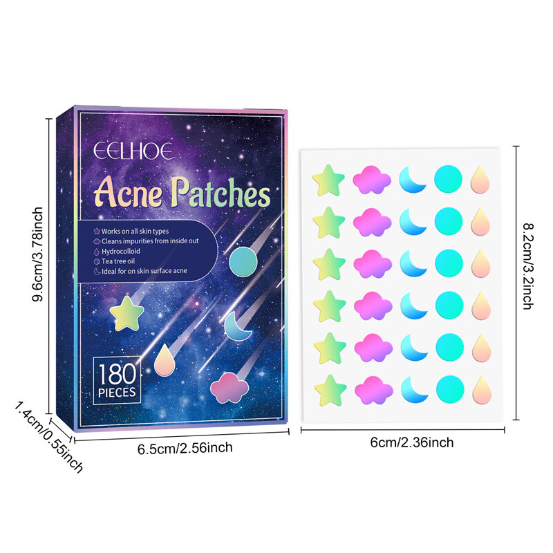 180Pcs Star Pimple Patches Invisible Acne Removal Face Scar Care Stick ...