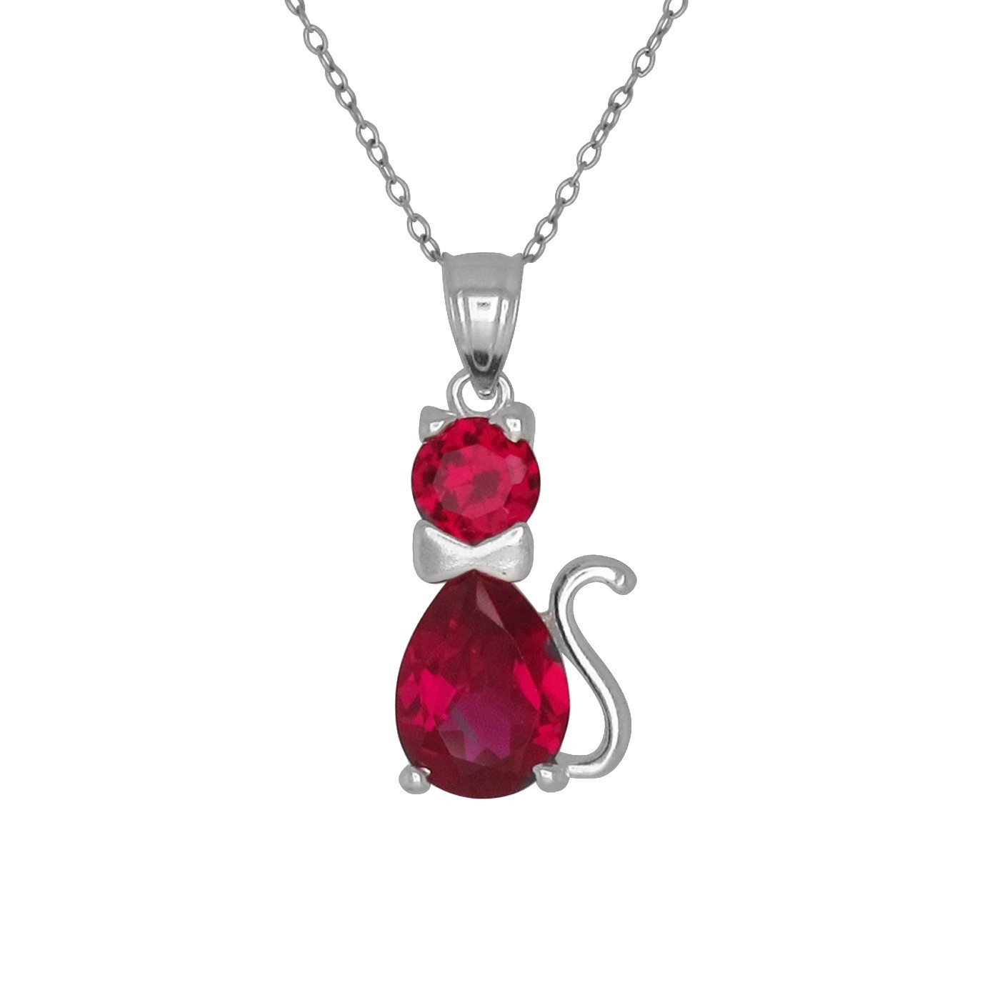 Sterling Silver Cute Cat With Birthstones, Kitten Charm Pendant | Made ...