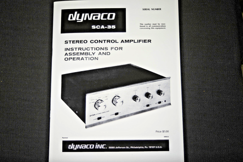 Dynaco SCA-35 tube stereo control amplifier assembly manual reprint ...