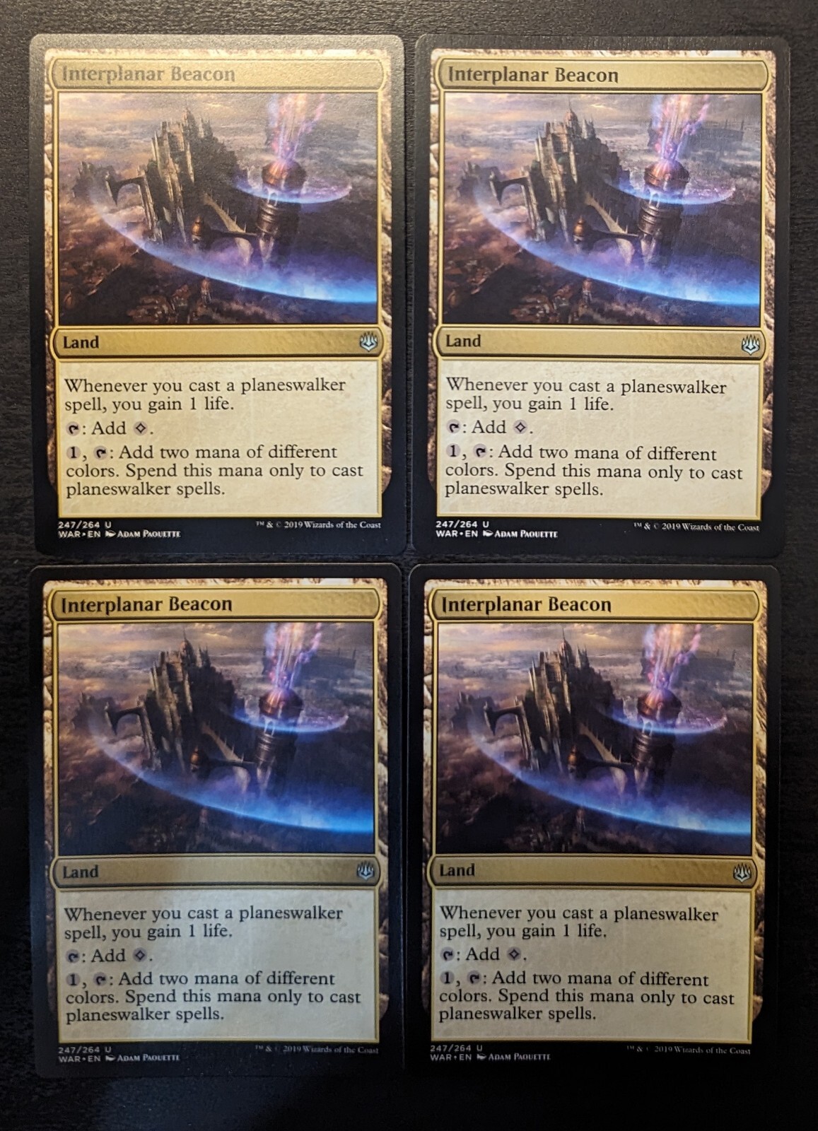 MTG Interplanar Beacon x4 DUAL LAND PLAYSET War of the Spark NM/M Pack ...