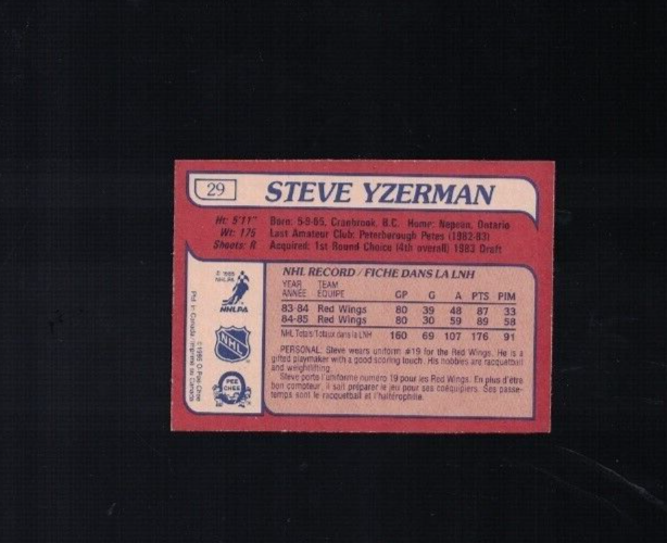 Steve Yzerman Detroit Red Wings 1985-86 0-Pee-Chee Hockey Card #29 | eBay