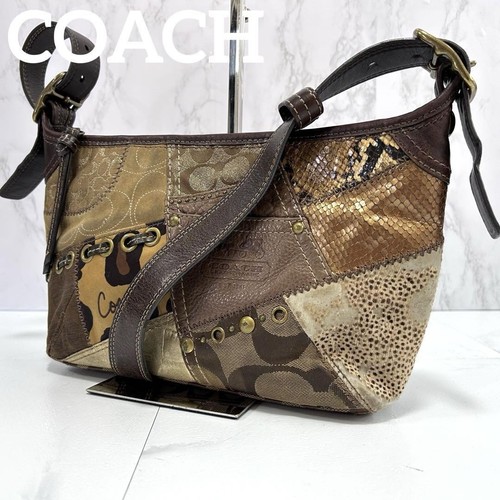 COACH Patchwork Shoulder Bag Crossbody Brown | eBay