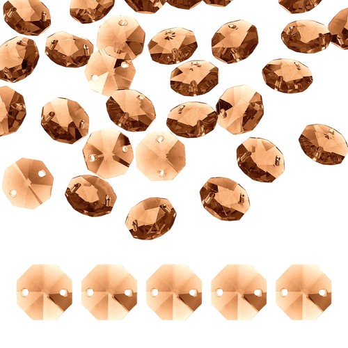 35Pcs 14mm Crystal Octagon Beads, 2-Hole Glass Suncatcher Beads, Amber ...