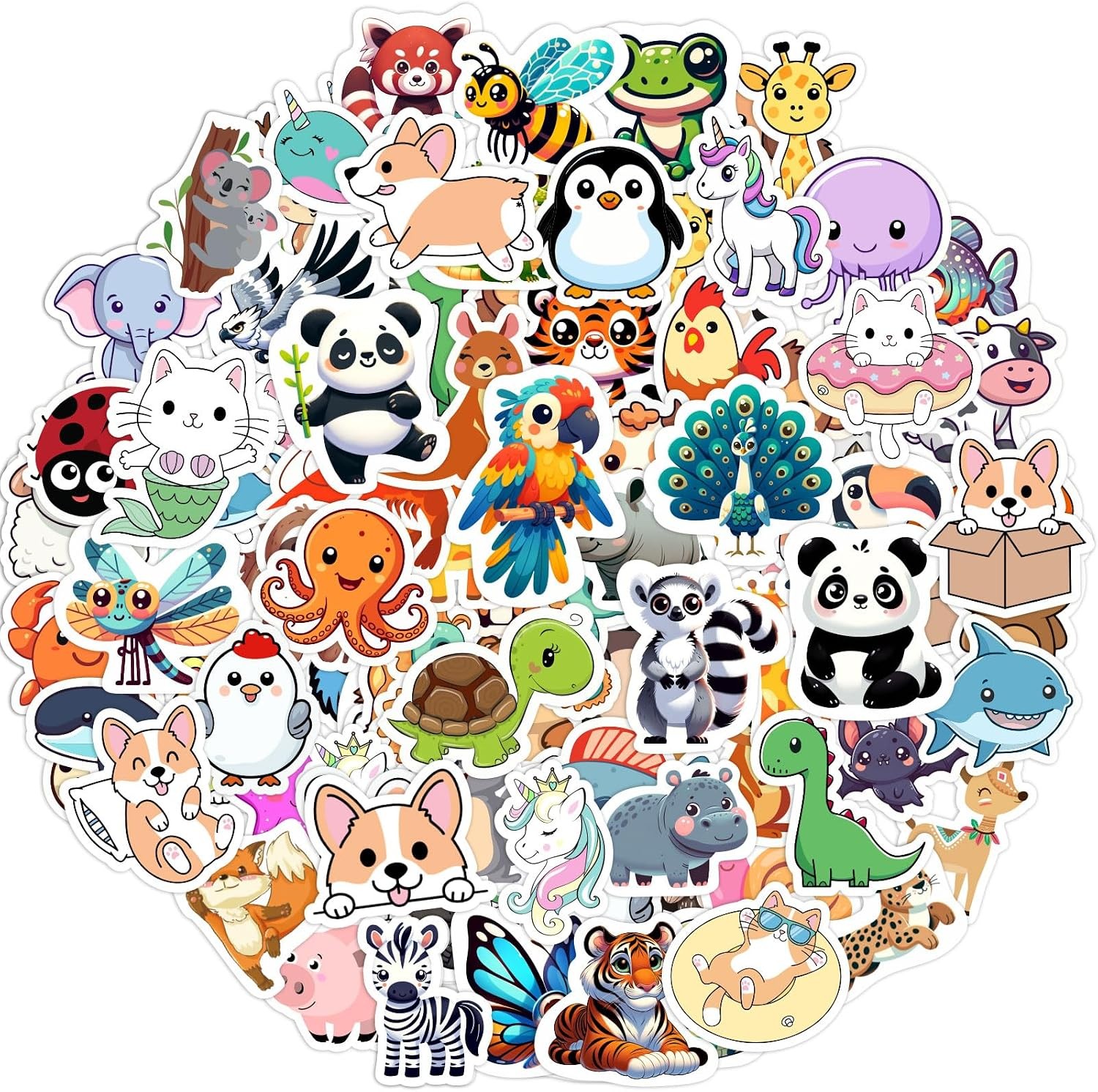 RINOLY 100 Pc Waterproof Animal Vinyl Stickers for Kids, Laptops ...