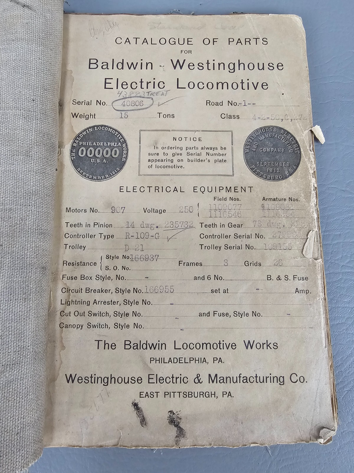 1912 Baldwin Locomotive Works Railroad Westinghouse Leather Catalog ...