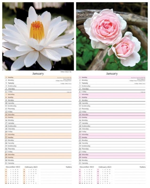 2026 Roses Floral Flowers Rose Slim Long Calendar Planner 40 X 20cm UK ...