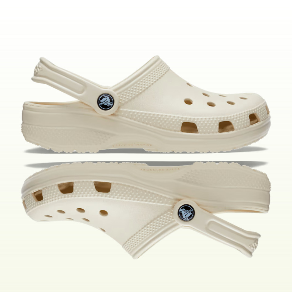 Bone Crocs Classic Unisex Lightweight Slip-On Sandals for Everyday Wear ...