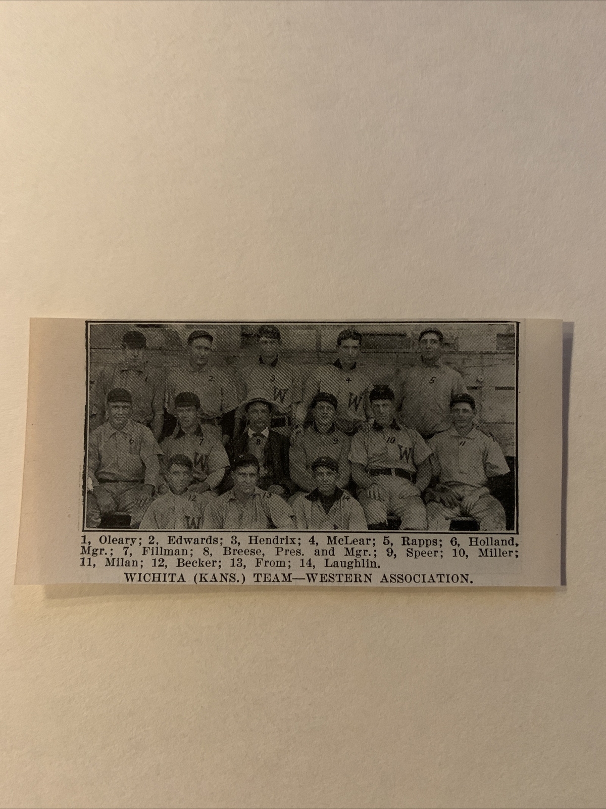 Wichita Jobbers Kansas KS Beals Becker Clyde Milan 1906 Baseball Team ...