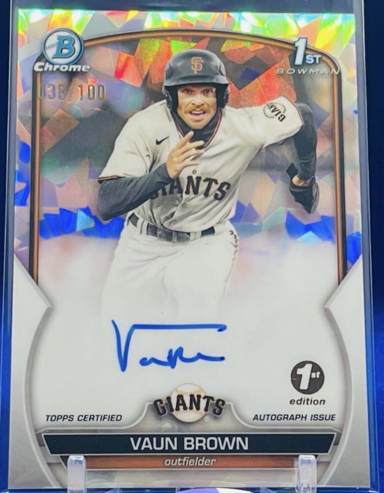 VAUN BROWN 2023 BOWMAN CHROME 1ST EDITION ATOMIC REFRACTOR AUTOGRAPH SP ...