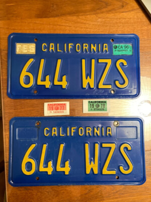 Vintage 1970s California Blue License Plates 1971 1972 1973 1974 1975 ...