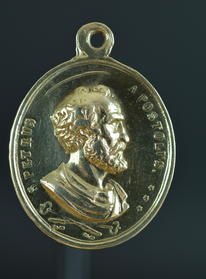 Delicate Antique Religious Bronze During Medal 19Thc St Peter & St Paul ...