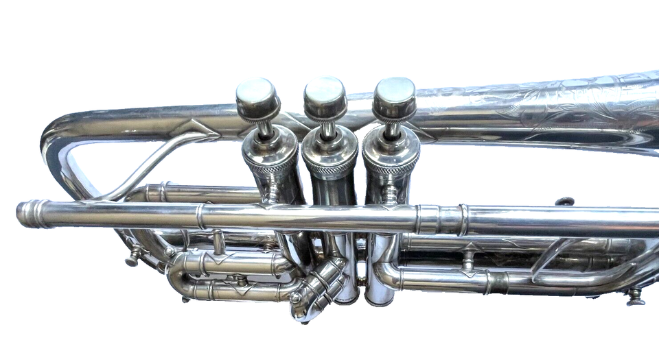 STUNNING ANTIQUE 1915 H.N. WHITE KING SILVER CORNET TRUMPET IN CASE ...