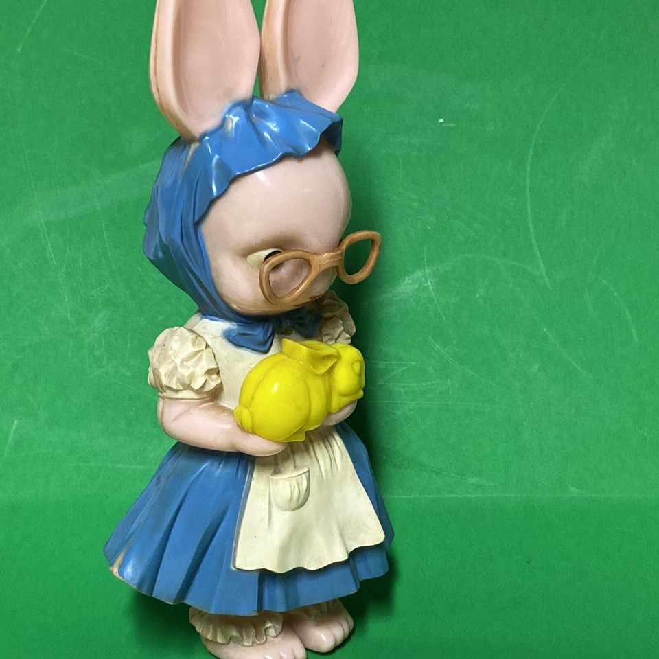 Vintage 1950's Knickerbocker 11" Hard Plastic Easter Bunny Girl Rabbit ...