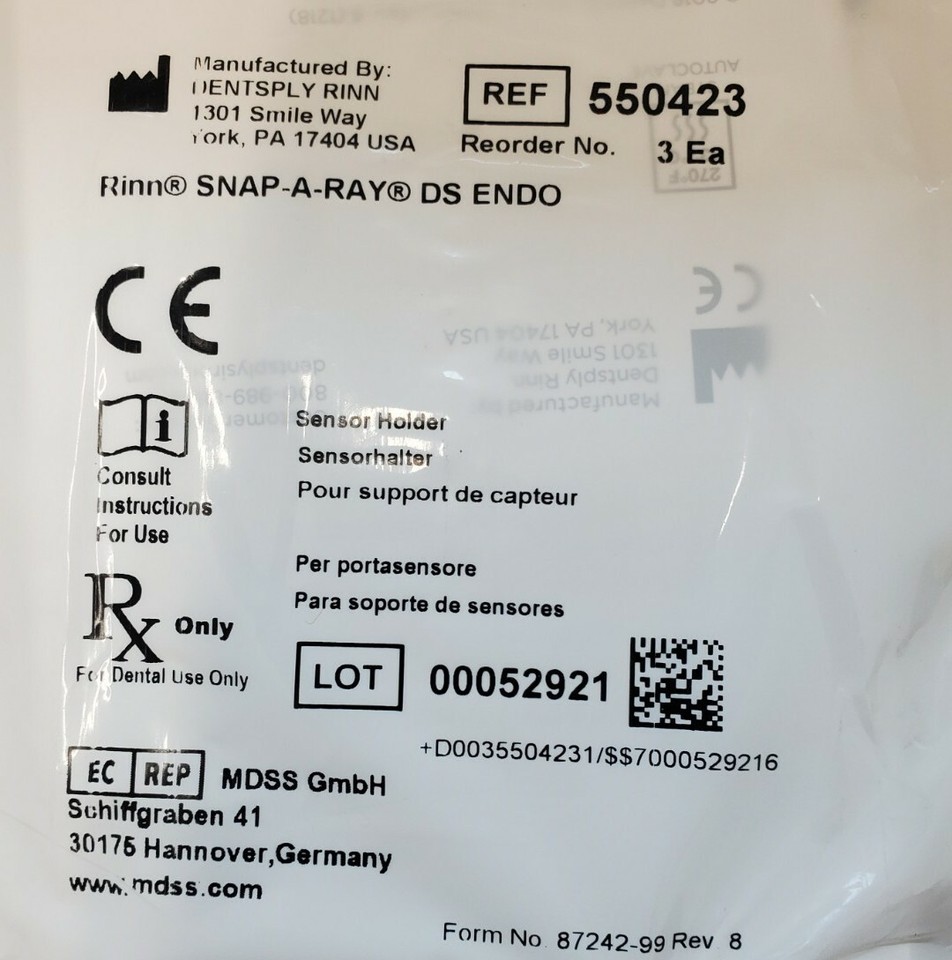 3 Pack Dentsply Rinn Snap-A-Ray DS Endo Film Sensor Phosphor Plate ...