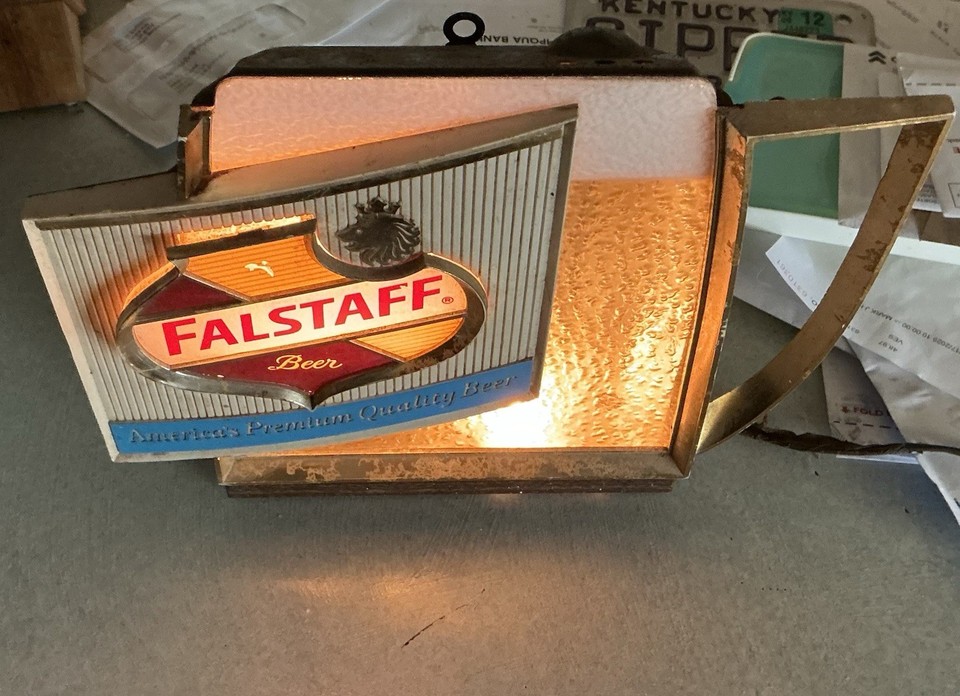 1950s Falstaff Beer Bubbling Mug Bar Lighted Sign Lights Up Price ...