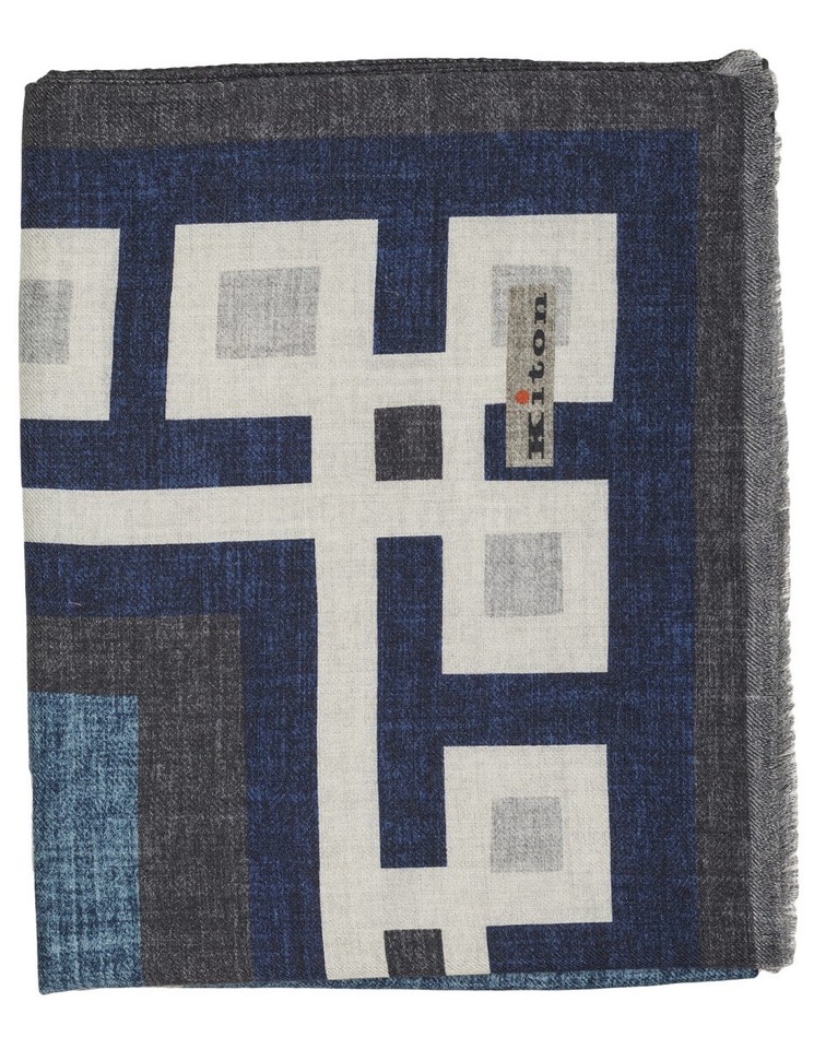 Kiton Sciarpa Blu Scuro/Grigio Chiaro/Marrone Grigio Fantasia | eBay