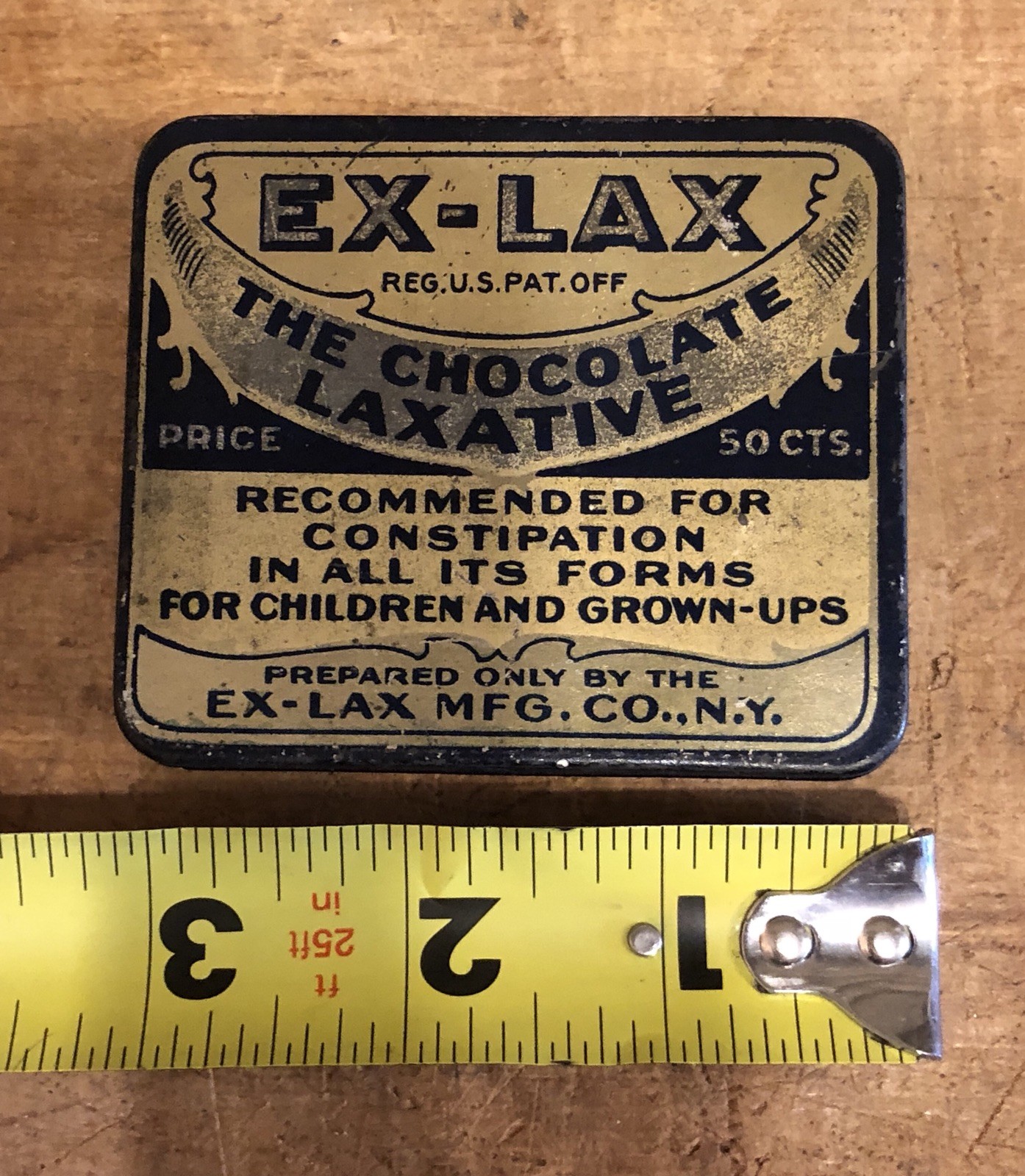 Vintage Old EX-LAX The CHOCOLATE LAXATIVE 50c Drug Store Advertising ...