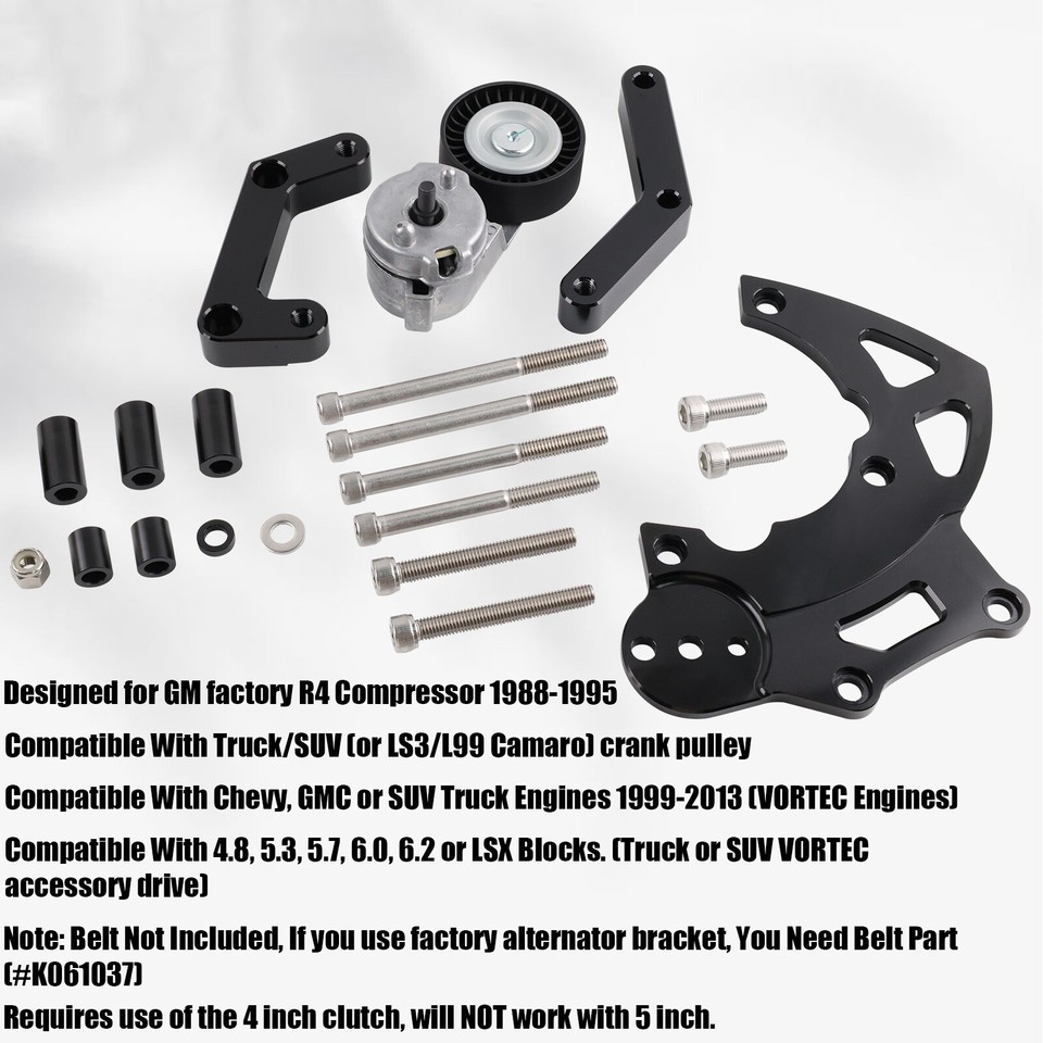 for LS R4 A/C High Mount Bracket w/ Tensioner LQ LS2 LS3 LS6 Vortec ...