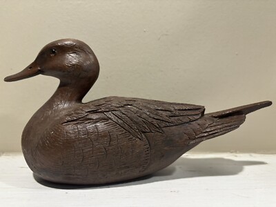 Vintage Hand Carved Wood Duck Decoy Unpainted Life Like Figure 9.5” | eBay