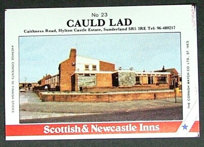 Matchbox label Pub Cauld Lad Caithness Rd Hylton Castle Estate ...