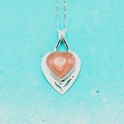 Sterling Silver Rose Quartz Heart Necklace/ Handcrafted by Sassi LaMuth ...