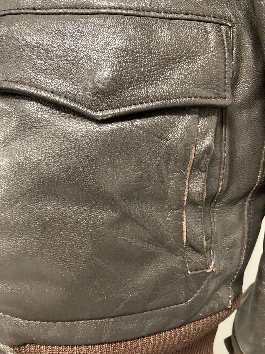 LL BEAN Vintage Sherpa Wool Lined Leather Bomber Jacket A2 LL BEAN Vintage Sherpa Wool Lined Leather Bomber Jacket A2
