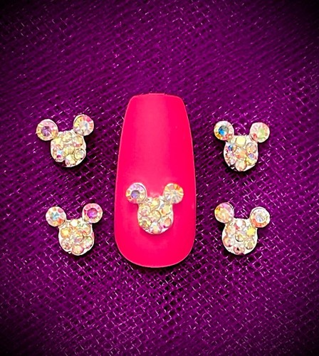 Crystal AB Rhinestone Mickey Mouse 3D Nail Art Set Of 5 Glass Silver ...