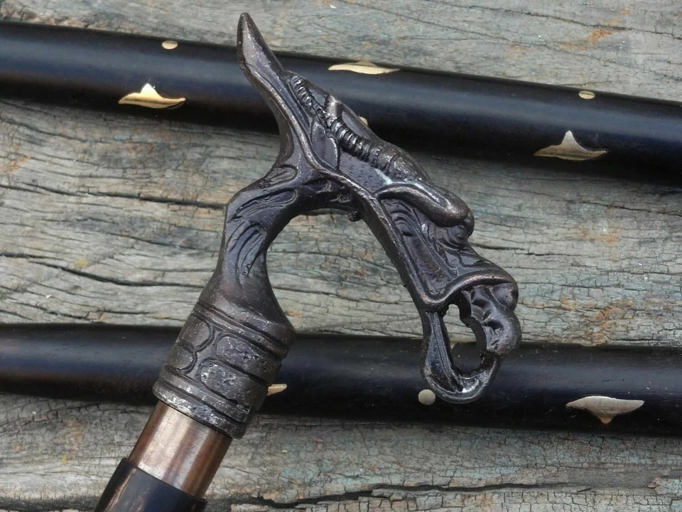 Walking Stick Antique Mosquito Head handle with Complete Wooden ...