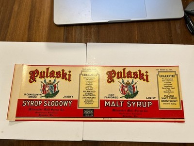 1930 Pulaski Malt Syrup Label Milwaukee Malt Syrup Co. Milwaukee, Wisc ...