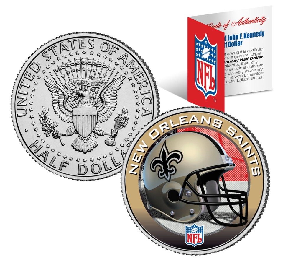 NFL HELMET LOGOS JFK Half Dollar US Football Coins OFFICIALLY LICENSED ...