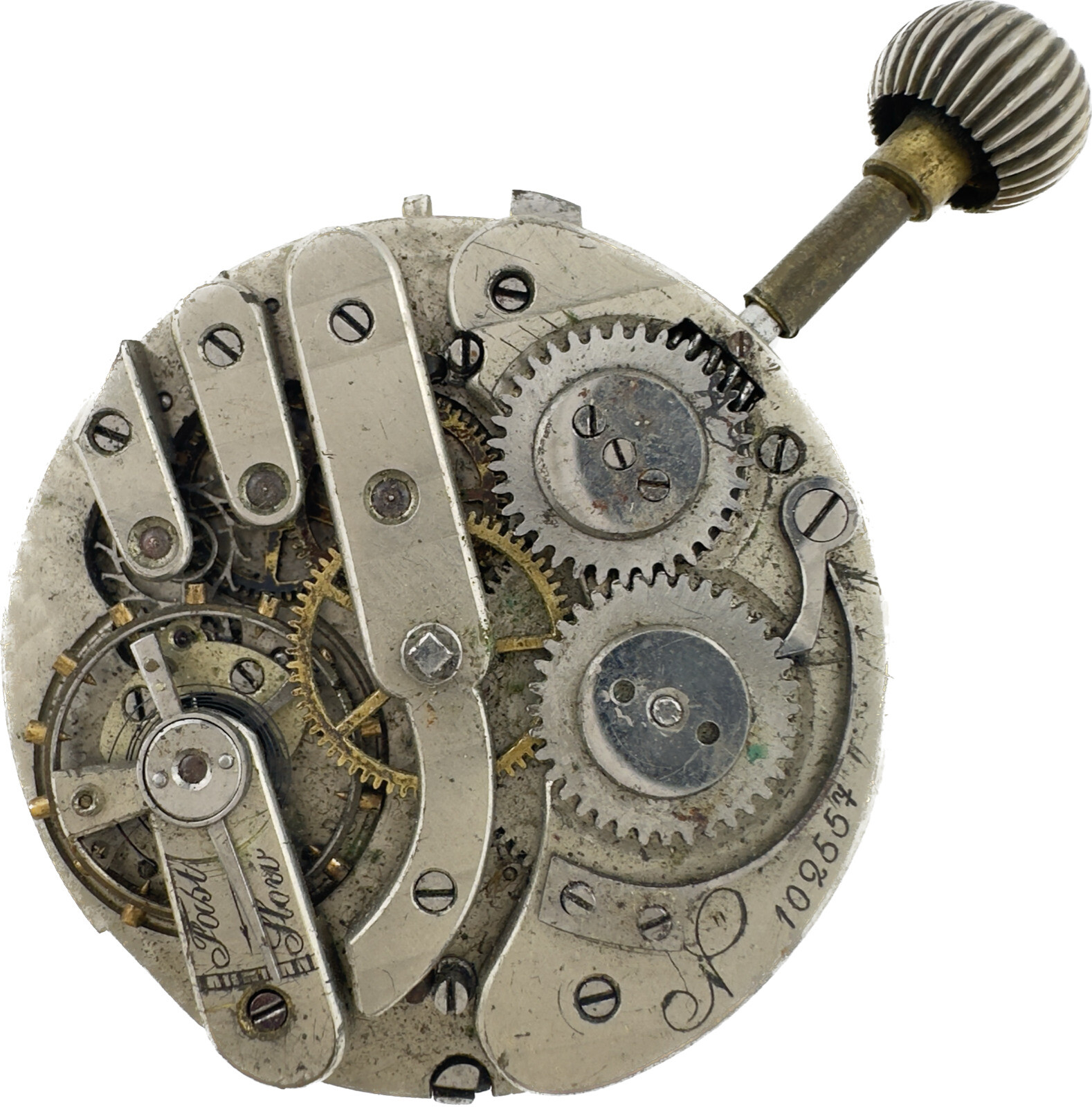 Antique 15 Jewel Manual Hunter Pocket Watch Movement Swiss w Three ...