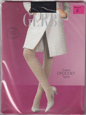 Collant fantaisie GERBE CROCHET Chocolat. Taille 2 - 9. Limited Edition ...