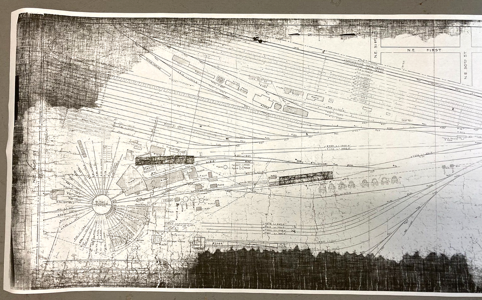 1930's ERA FLORIDA EAST COAST MIAMI BUENA VISTA YARD PLAN, BLACK LINE ...