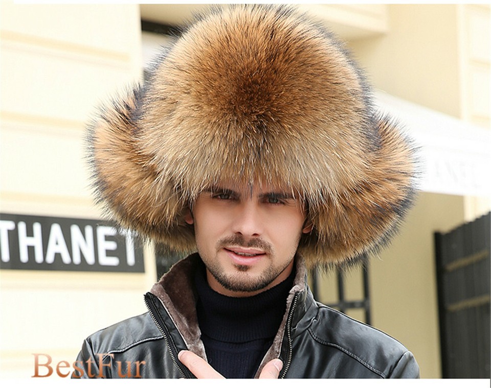 Male Full Covered Real Fox Fur Hat Russian Ushanka Hat Cossack Warm ...
