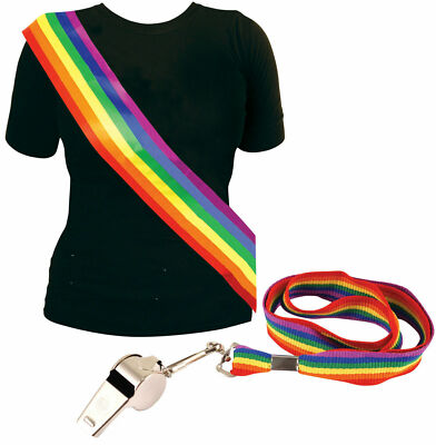 Rainbow Gay Pride Kit Sash Metal Whistle Rave Party Carnival LGBT ...