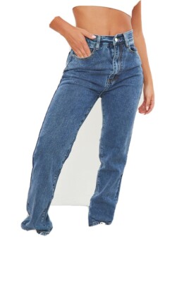 Pretty Little Thing Shape Blue Wash Straight Leg Jeans Size 10 | eBay