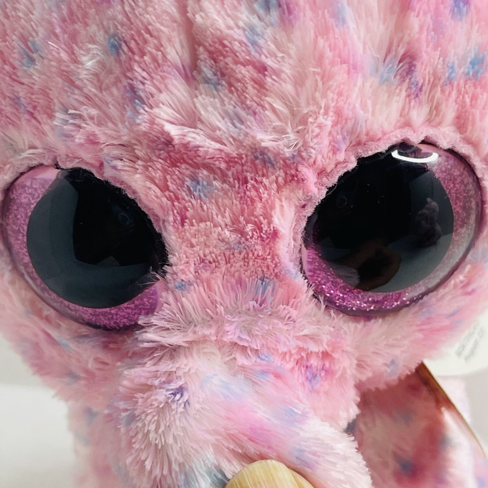 2 Ellie Ty Beanie Boo's Pink Elephants 6” & 9” Glitter Eyes B-Day 8/27 ...
