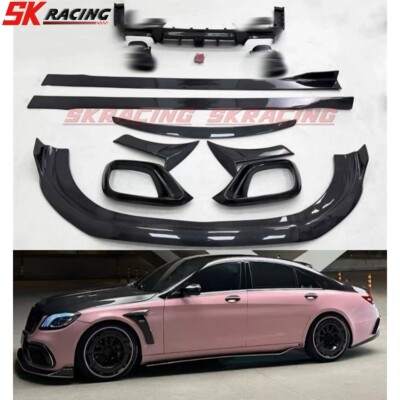 Carbon Fiber Front Rear Lip Side Vent Spoiler Fit Benz W222 S63 S65 ...