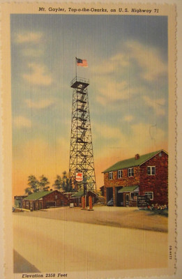 1940 MOBILGAS - Mt. Gaylor, "Top-of-the-OZARKS", AR. Linen postcard 5.5 ...