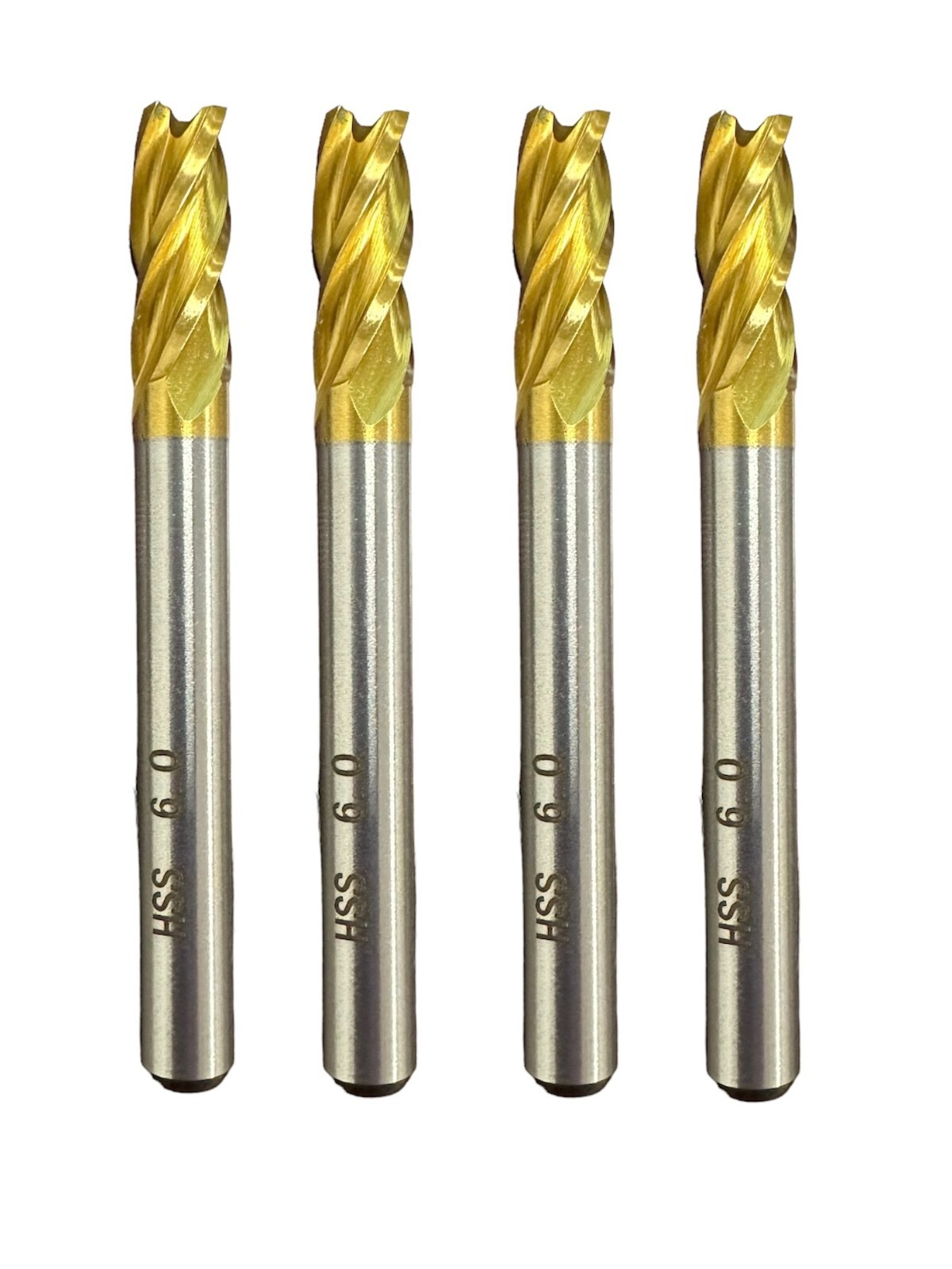 🔥4 Pack Milling Cutter Set 6mm Titanium Coating HSS 4 Flute Metric End ...