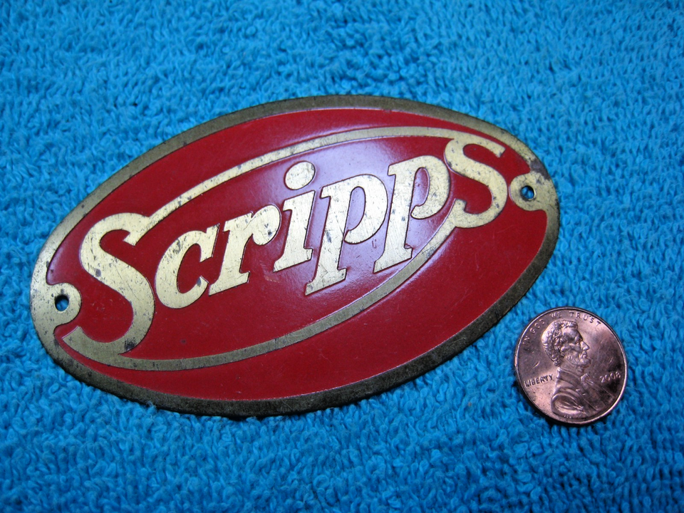 Vintage 1920's Brass SCRIPPS Script Oval Shaped Emblem or Badge | eBay