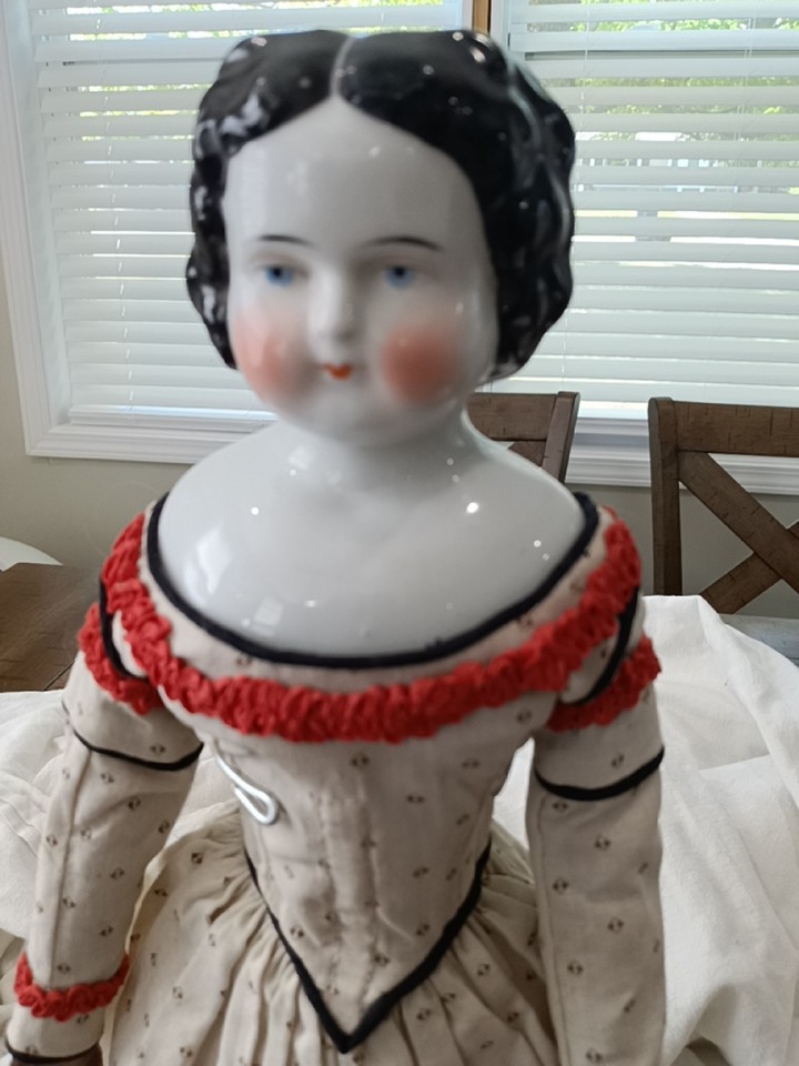 Vintage 20" Porcelain China Head Low Brow Doll Original Body and ...