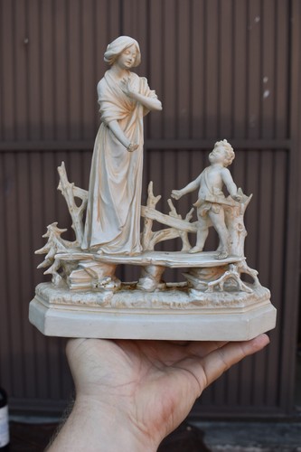 Antique german bisque porcelain lady cupido cherub statue sculpture | eBay