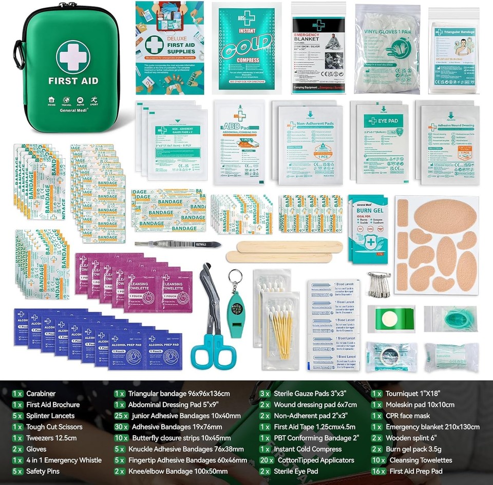 General Medi First Aid Kit - 170 Pieces Hard Case and Lightweight ...
