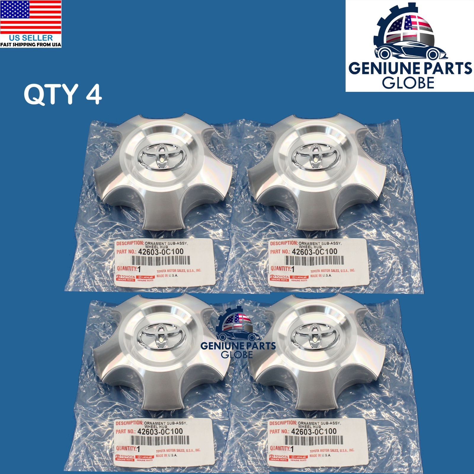 GENUINE TOYOTA 08-17 SEQUOIA 20" CHROME WHEEL CENTER HUB CAPS 4 X 42603 ...