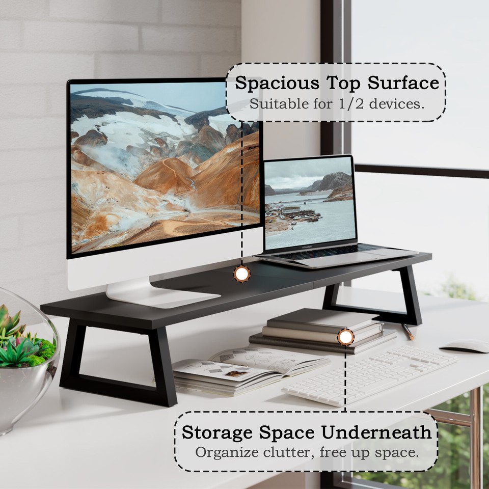 31.5 inch Dual Monitor Stand Riser for Wood & Steel Desktop Riser ...